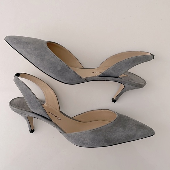 Paul Andrew | Shoes | Paul Andrew Light Grey Suede Kitten Heel ...